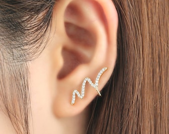 Ear Cuff No Piercing Non Pierced Line Cubic Zirconia Ear | Etsy
