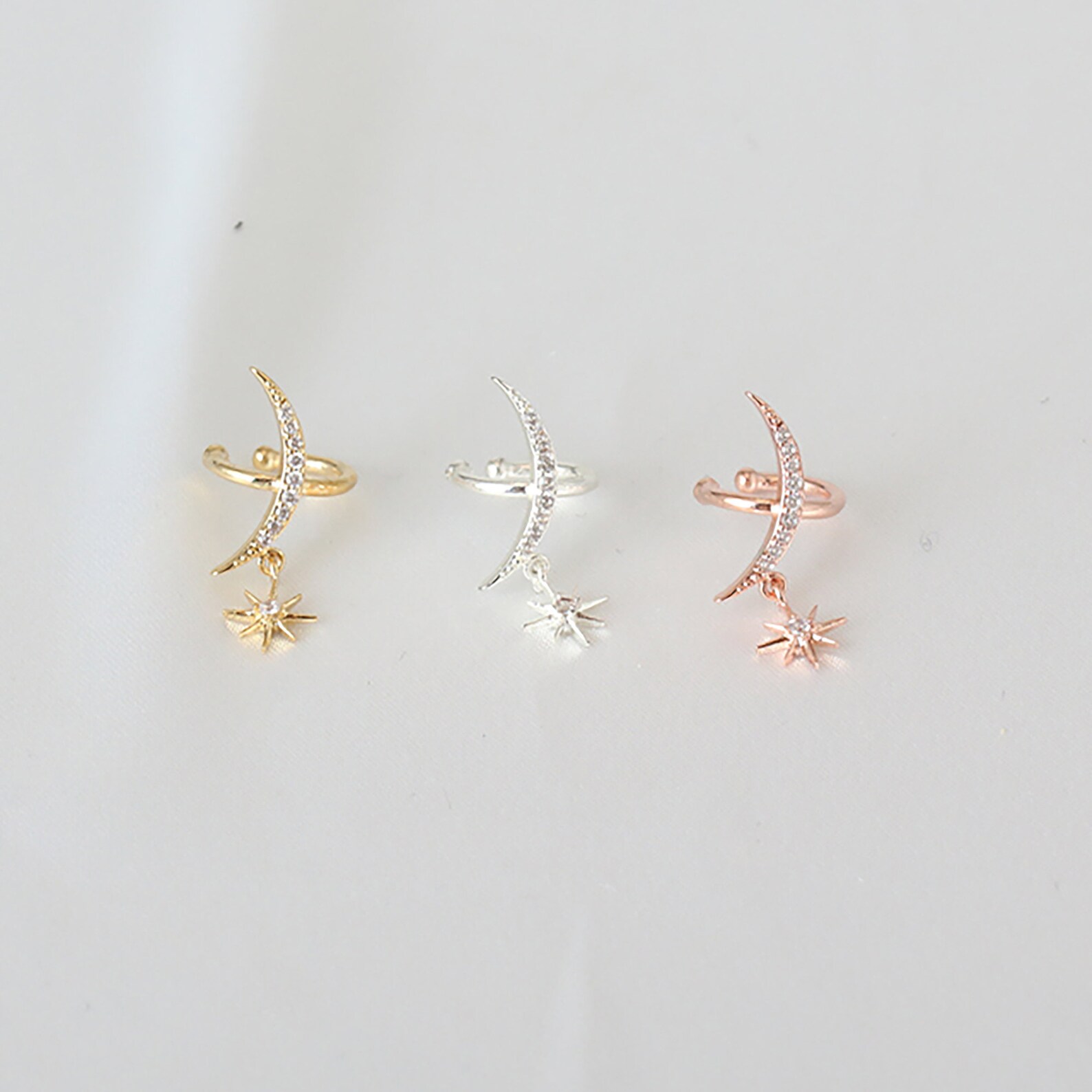 Ear Cuff No Piercing Crescent Moon Ear Cuff Star Burst Ear | Etsy