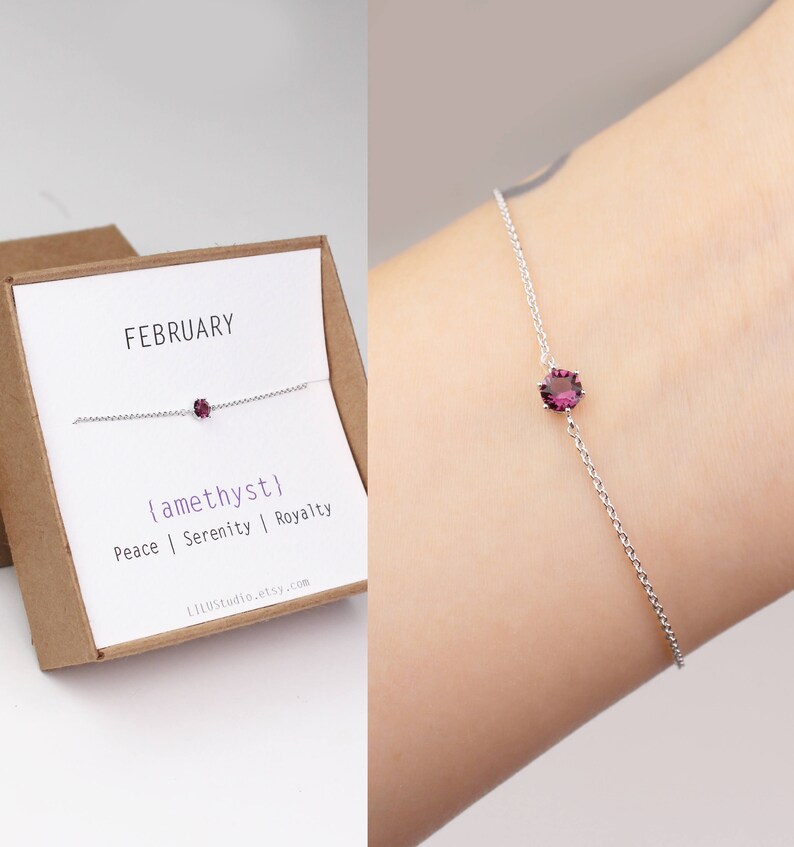 Birthstone Jewelry Birthstone Bracelet February Birthstone | Etsy