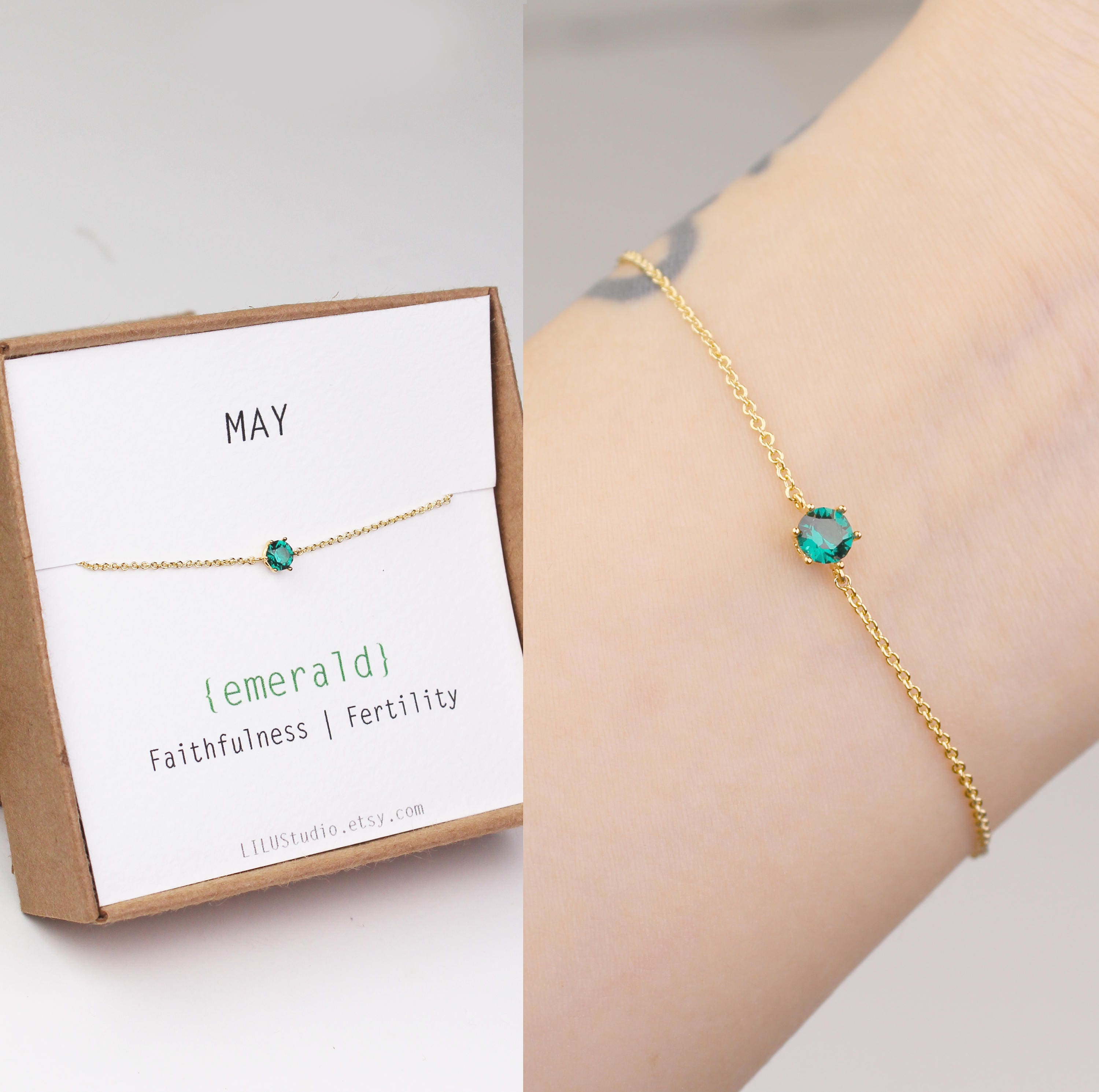 May Birthstone Birthstone Bracelet Emerald Bracelet Green | Etsy