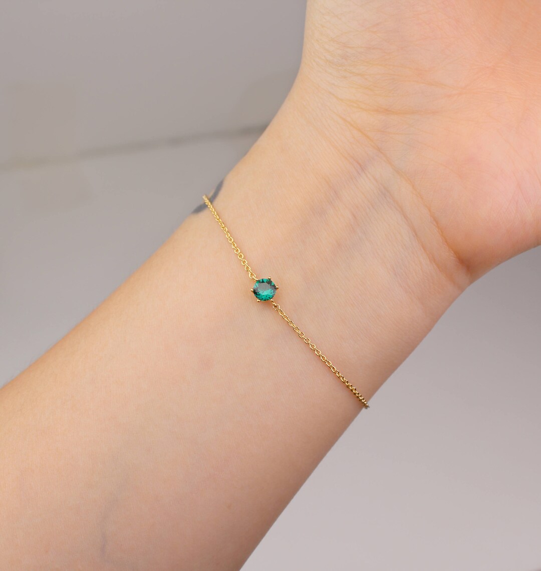 May Birthstone, Birthstone Bracelet, Emerald Bracelet, Bridesmaid Gift ...