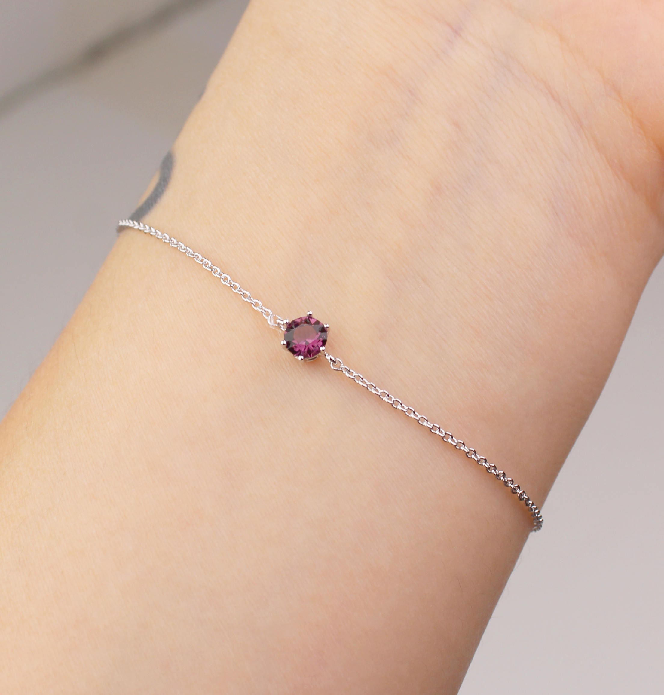 Birthstone jewelry birthstone bracelet February birthstone | Etsy