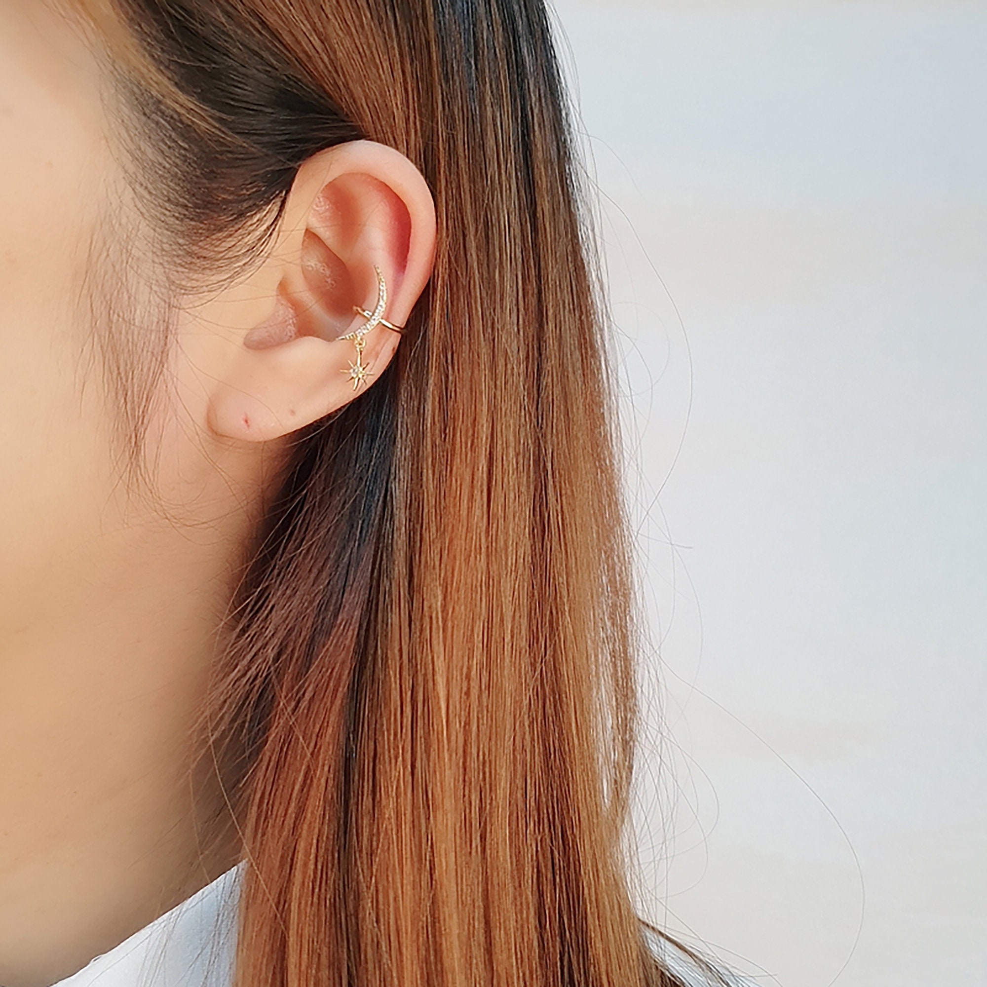 Ear Cuff No Piercing, Crescent Moon Ear Cuff, Star Burst Ear Cuff ...