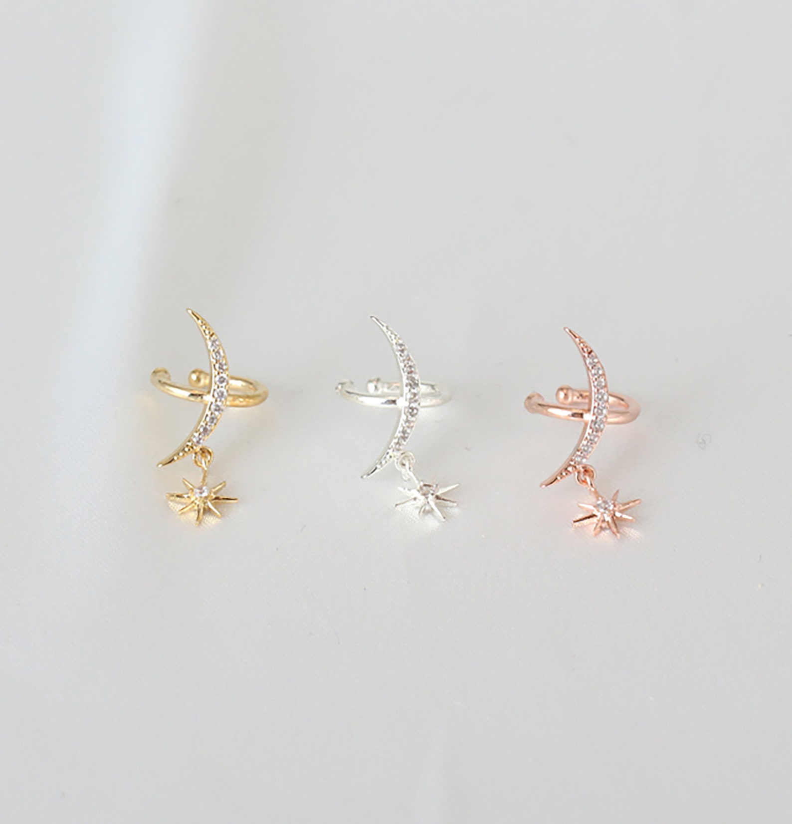 Ear Cuff No Piercing, Crescent Moon Ear Cuff, Star Burst Ear Cuff ...