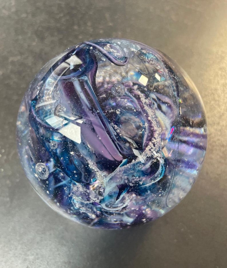 Purple Rain Pet Ashes Memorial Orb, Hand Blown Glass Keepsake - Etsy UK