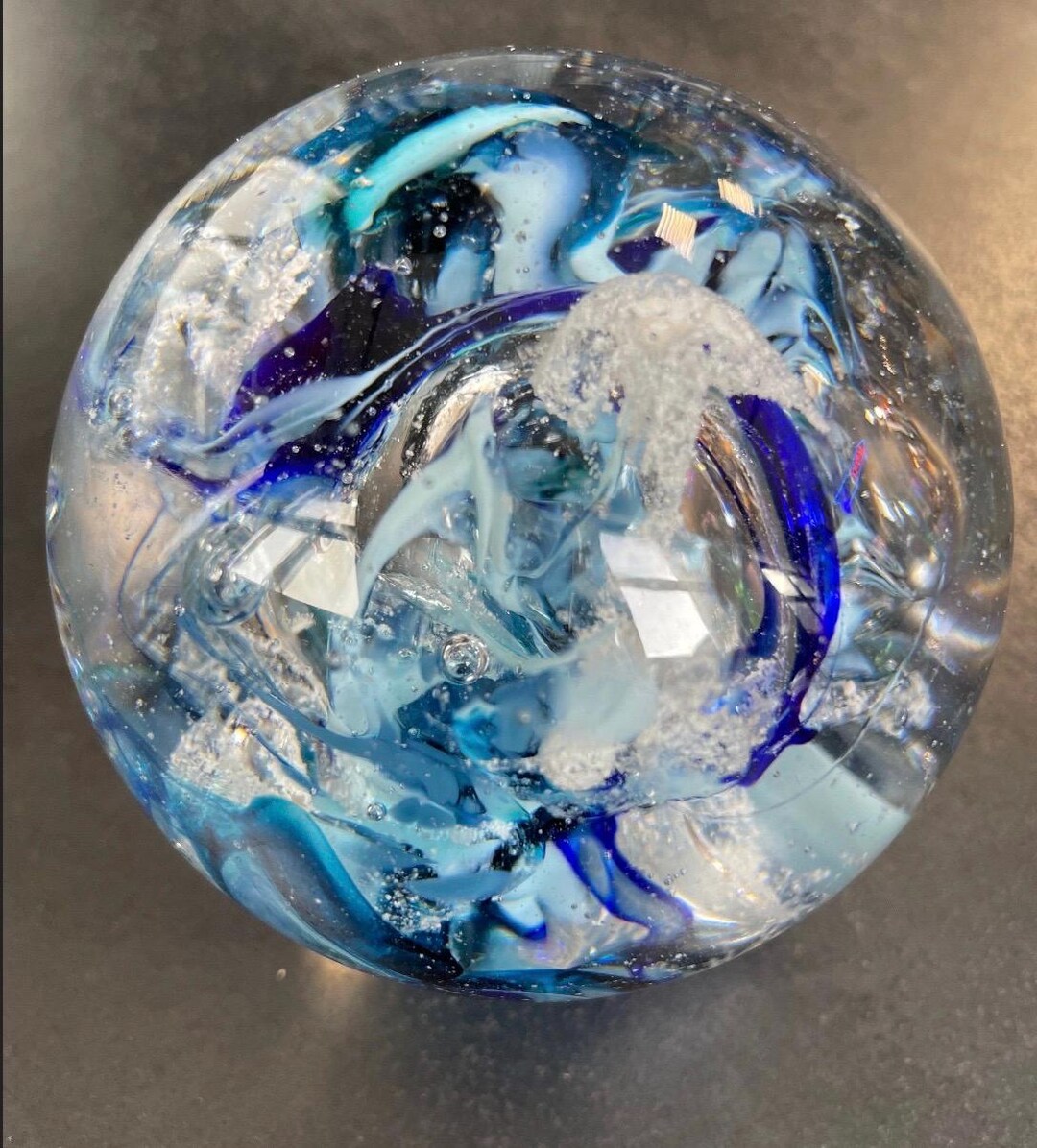 Blue Sky Pet Memorial Glass Orb, Pet Cremation Glass, Keepsake, Rainbow ...