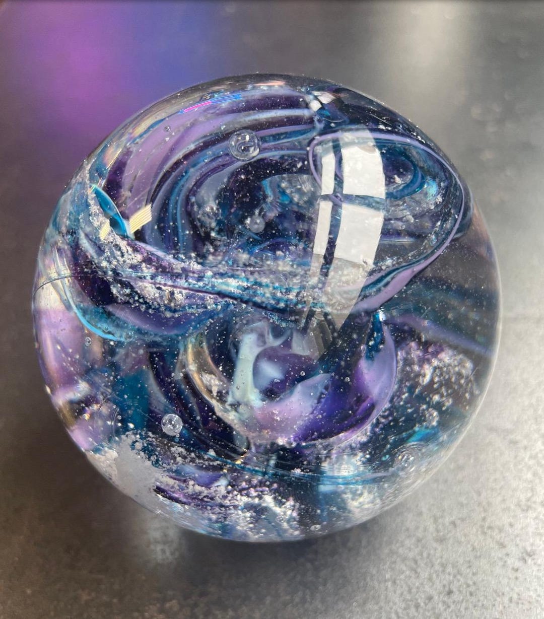 Purple Rain Pet Memorial Glass Orb, Pet Cremation Glass, Keepsake ...
