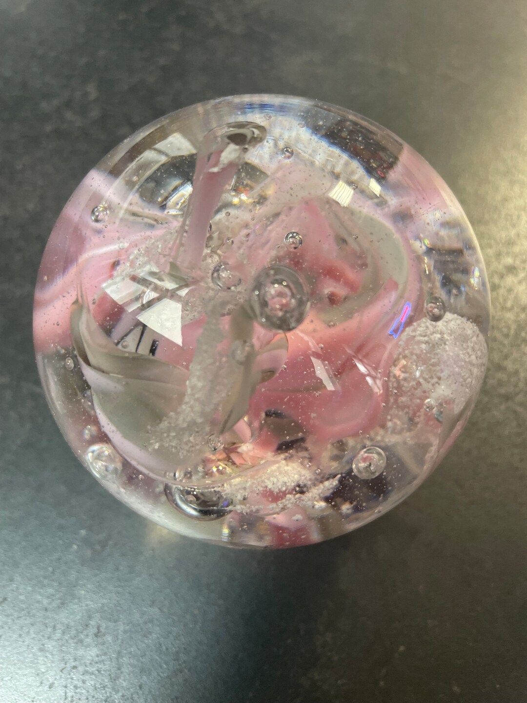 Pink & Gray Pet Memorial Glass Orb, Pet Cremation Glass, Keepsake ...