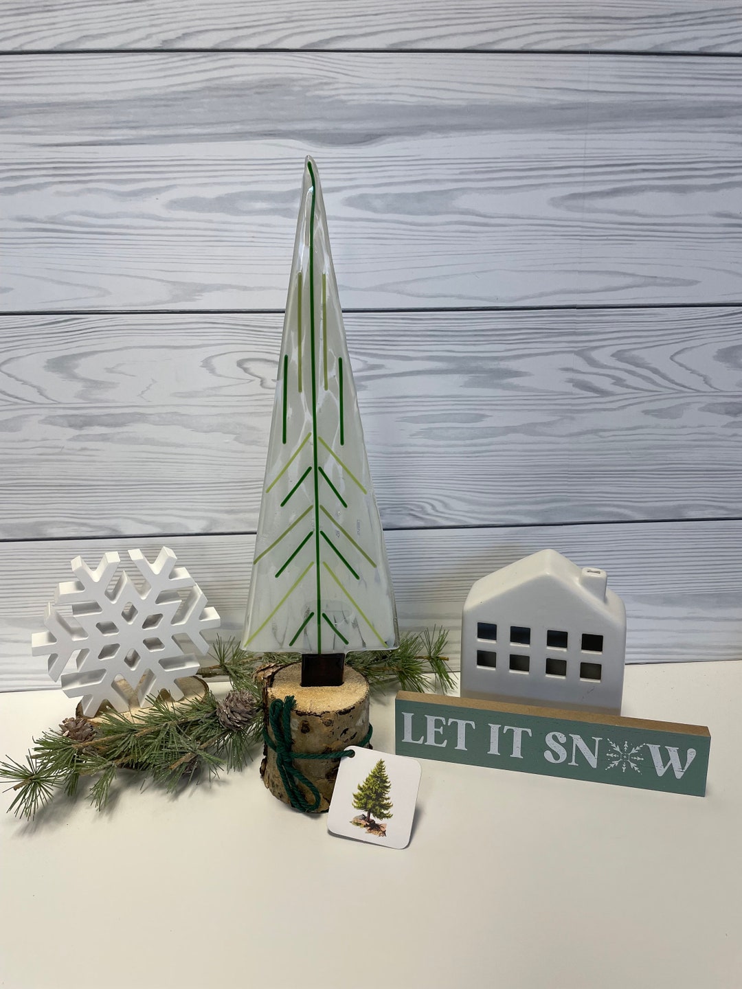 Fused Glass Tree Farm House Decor Cabin Cottages - Etsy