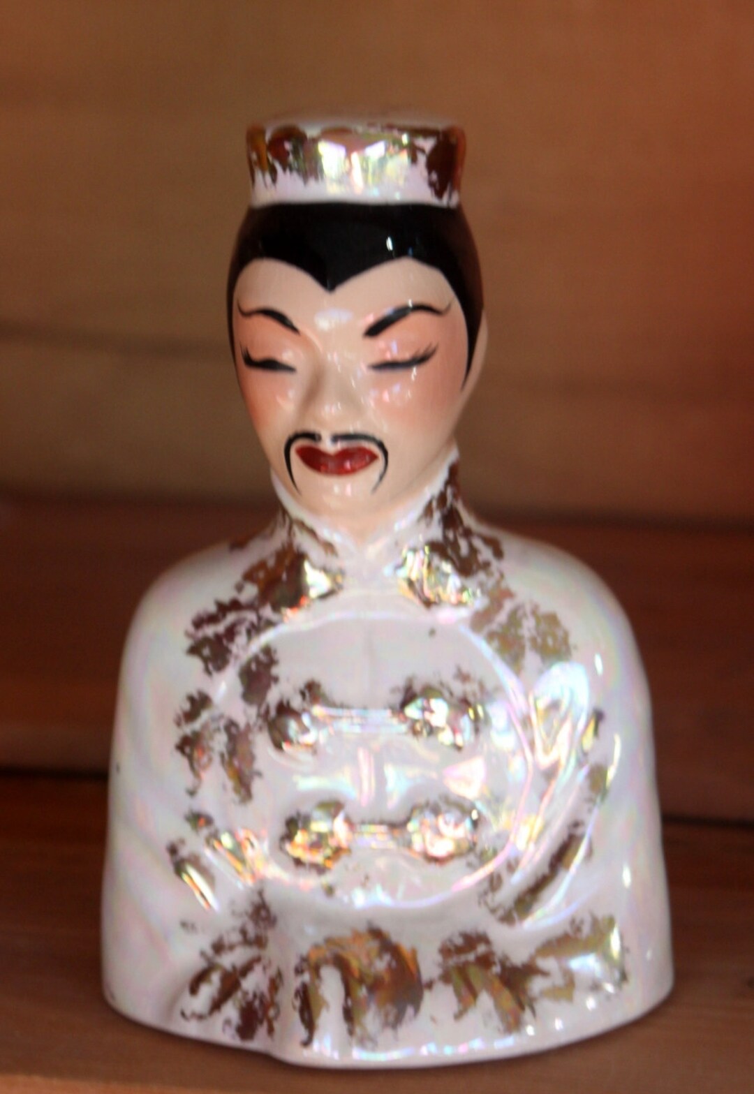 Vintage 1940s Asian Chinese Man Head Figurine Glossy With Fu Man Chu ...