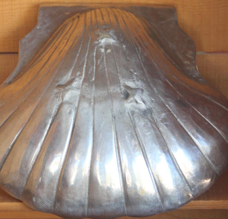 Large Pewter Scallop Shell Seafood Serving Bowl Beach Nautical Decor - Etsy