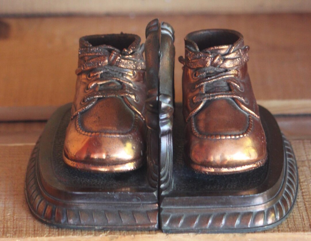 Vintage 1940s Bronze Baby Booties Metal Bookends Baby Nursery - Etsy