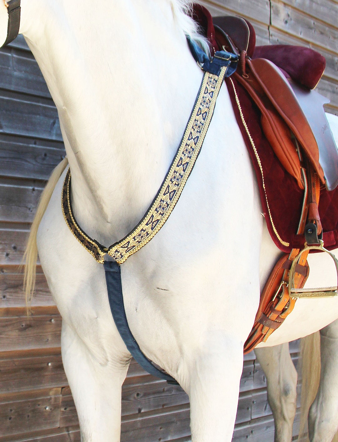 Decorative Breastplate Blue & Gold Velvet Fleur-de-lis Ribbon - Etsy