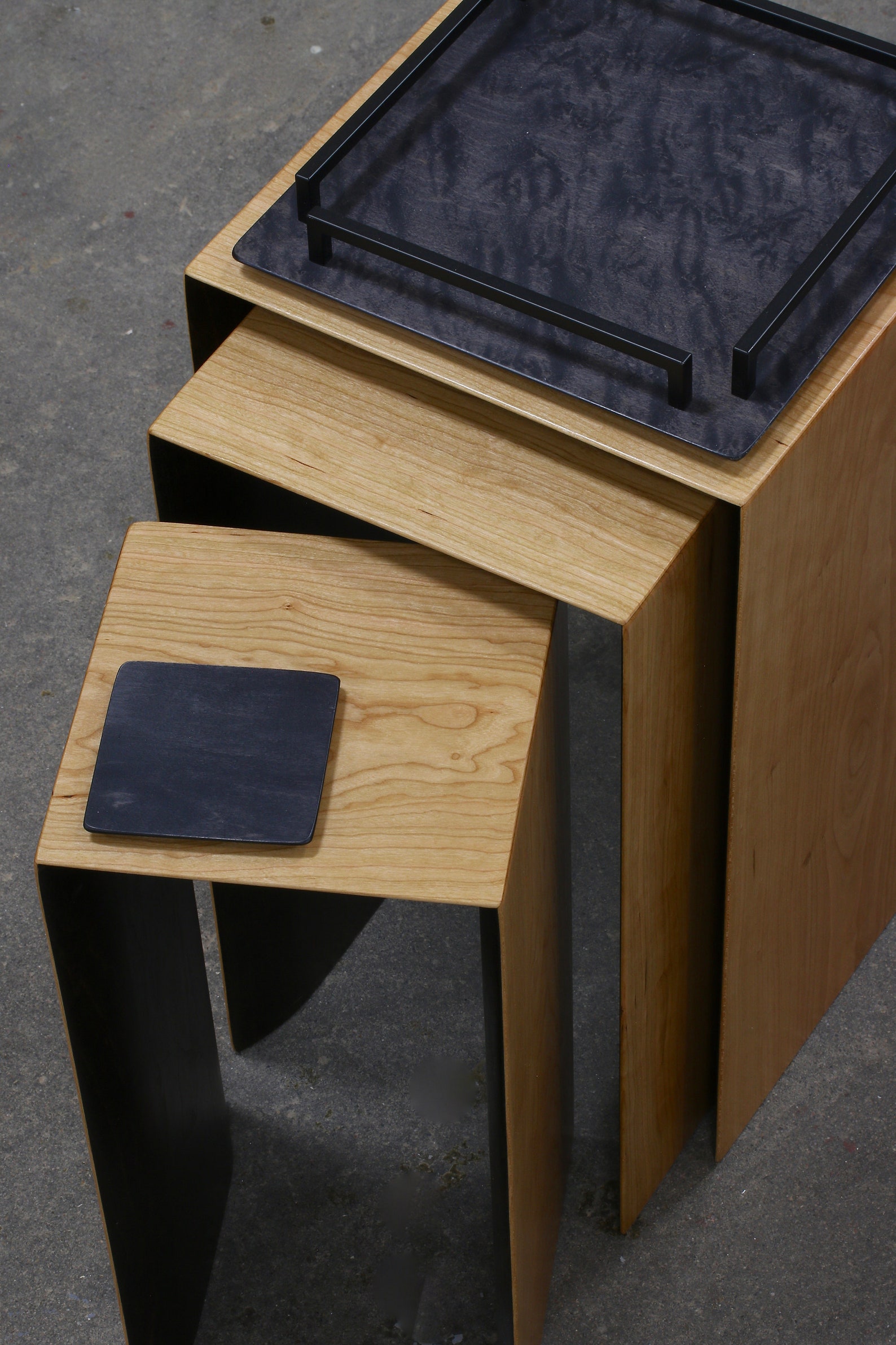 Cherry Nesting Tables With Serving Tray - Etsy