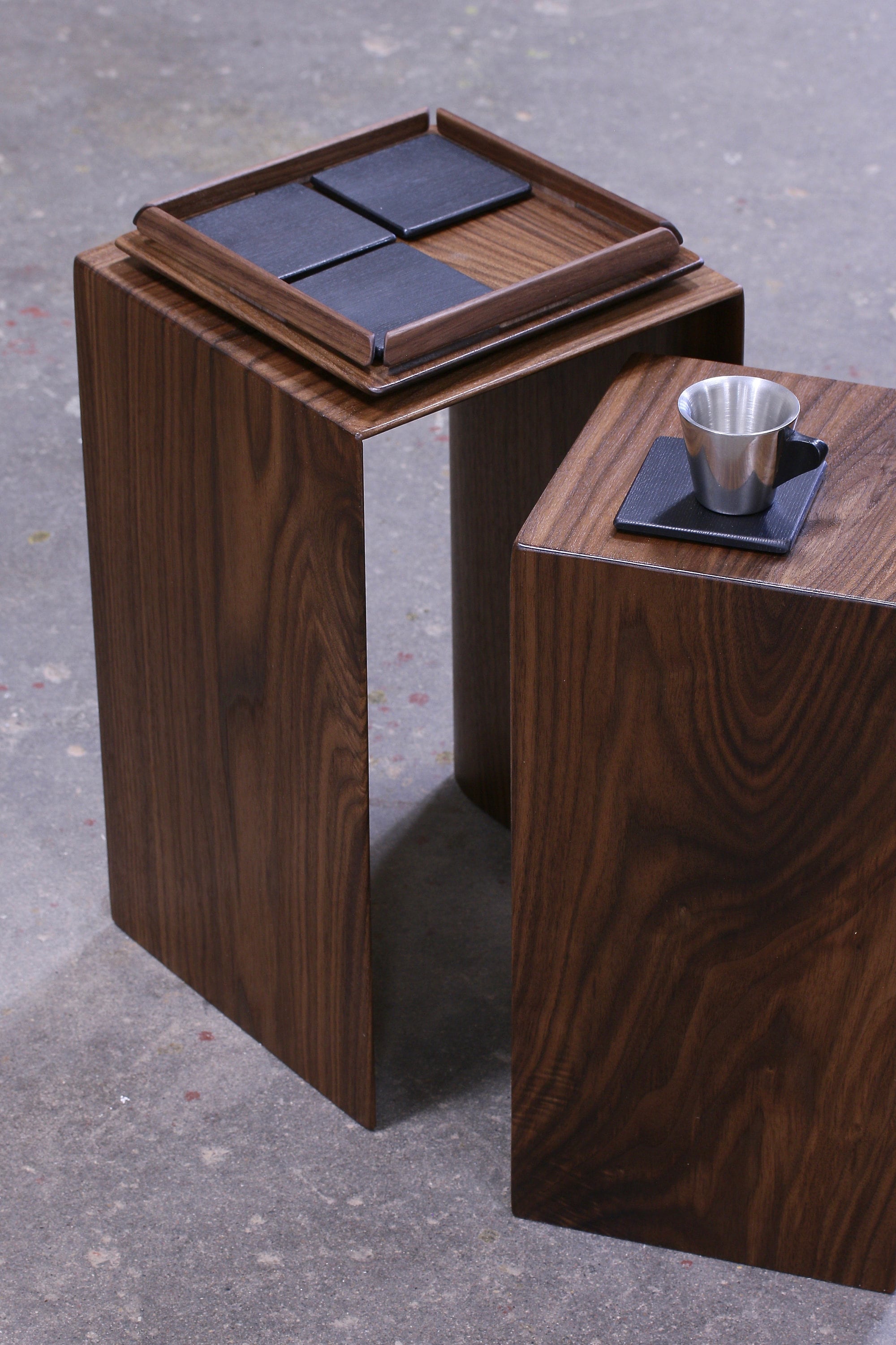 Walnut Nesting Tables With Serving Tray - Etsy