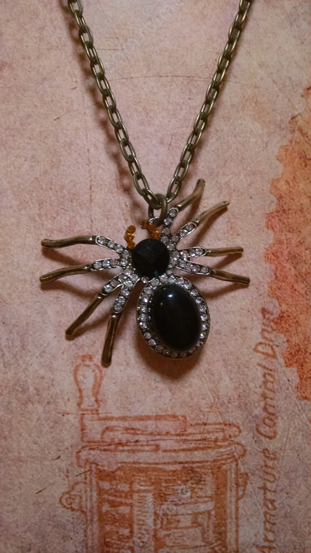 Steampunk Black Widow Spider Added a Bail Connector on Chain - Etsy