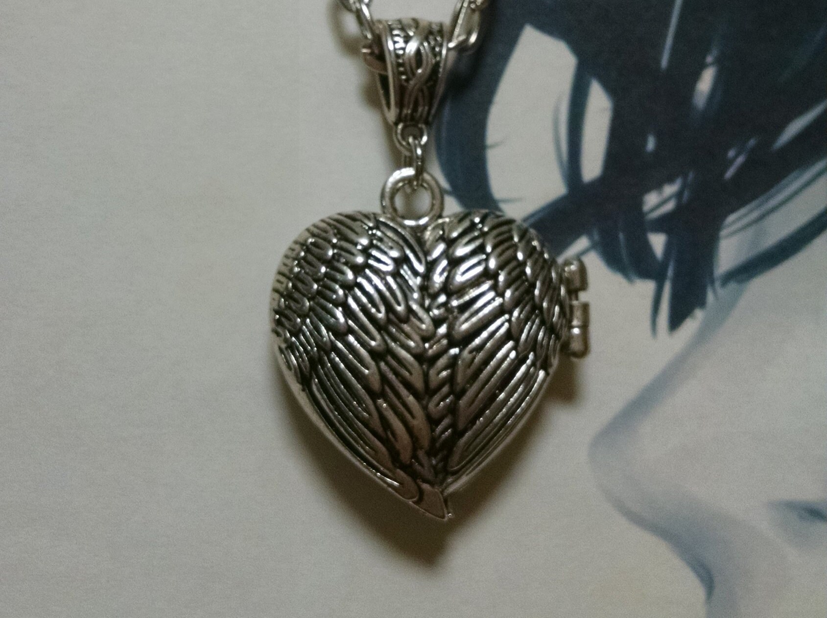 Angel Wings Heart Locket Necklace With a Pair of Free Double | Etsy