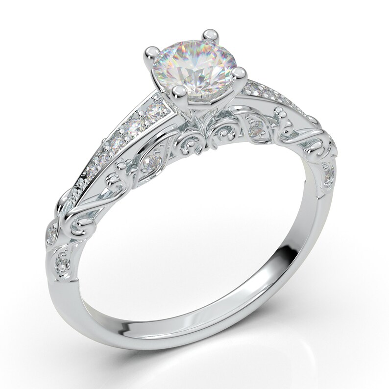 White Gold Vintage Filigree Ring Antique Ring Art Deco | Etsy