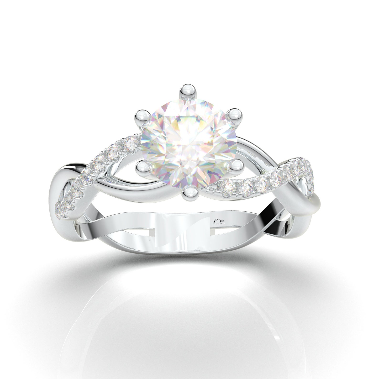 White Gold Engagement Ring Twisted Band Ring Infinity Ring | Etsy