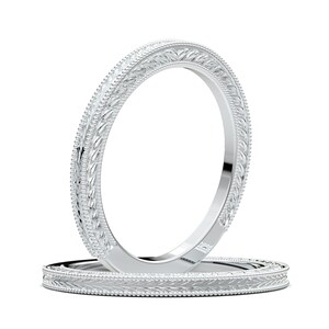 Filigree Band Yellow Gold Vintage Band Plain Solitaire Band - Etsy