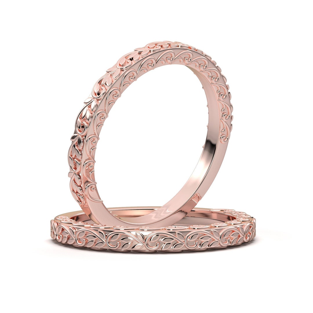 Antique Filigree Ring Floral Engraving Wedding Band Women - Etsy