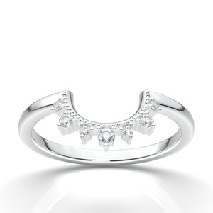 White Gold Curved Band Crown Band Vintage Art Deco Stacking - Etsy