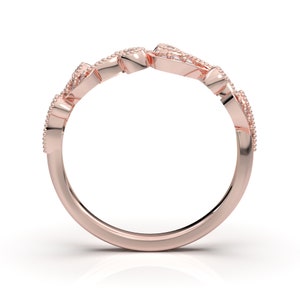 Rose Gold Floral Band Vintage Art Deco Band Milgrain Band Dainty Leaf ...