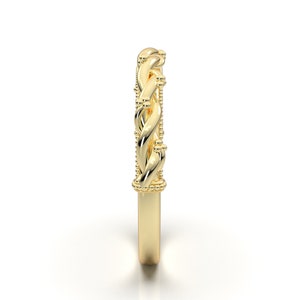 Floral Band Yellow Gold Vintage Band Plain Solitaire Band Twist Weave ...