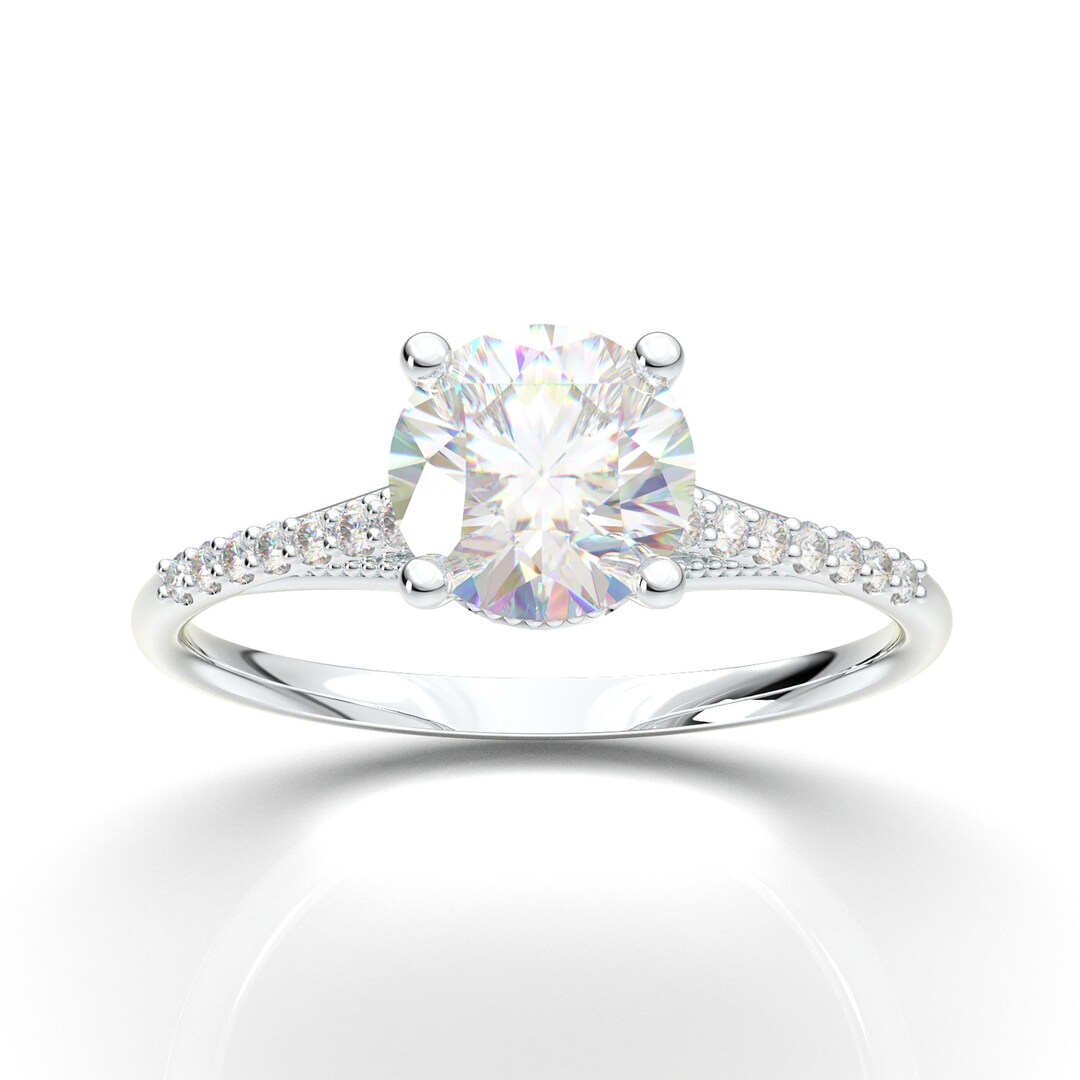 White Gold Engagement Ring, Diamond Ring, Dainty Delicate Ring ...