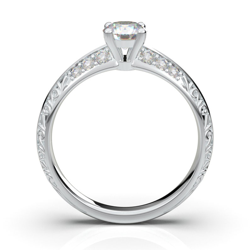 White Gold Art Deco Ring Knife Edge Vintage Engagement Ring - Etsy