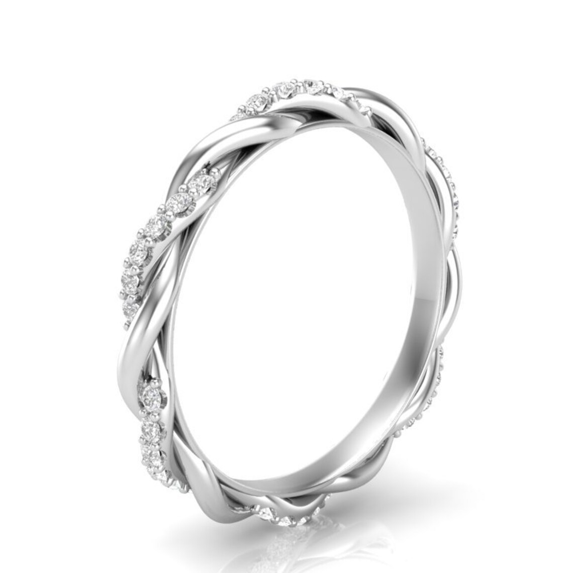 White Gold Infinity Band Eternity Band Diamond Band Twist | Etsy