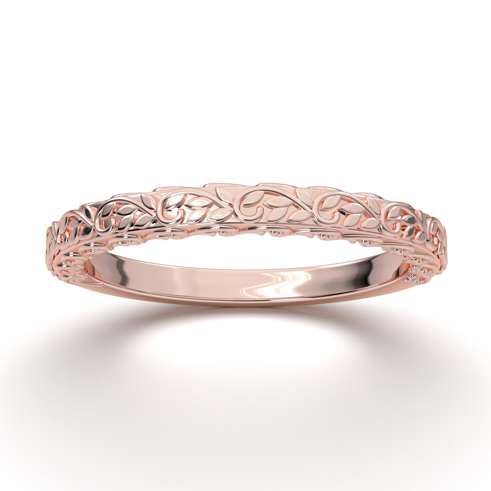 Antique Filigree Ring Floral Engraving Wedding Band Women - Etsy