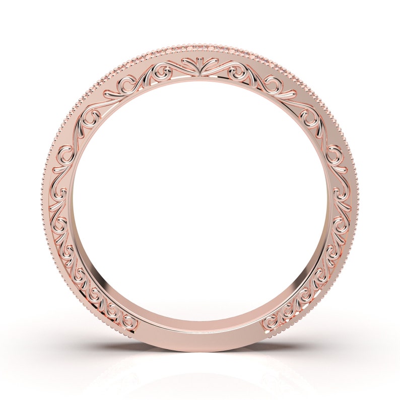 Rose Gold Wedding Band 14K Rose Gold Stackable Ring Vintage - Etsy