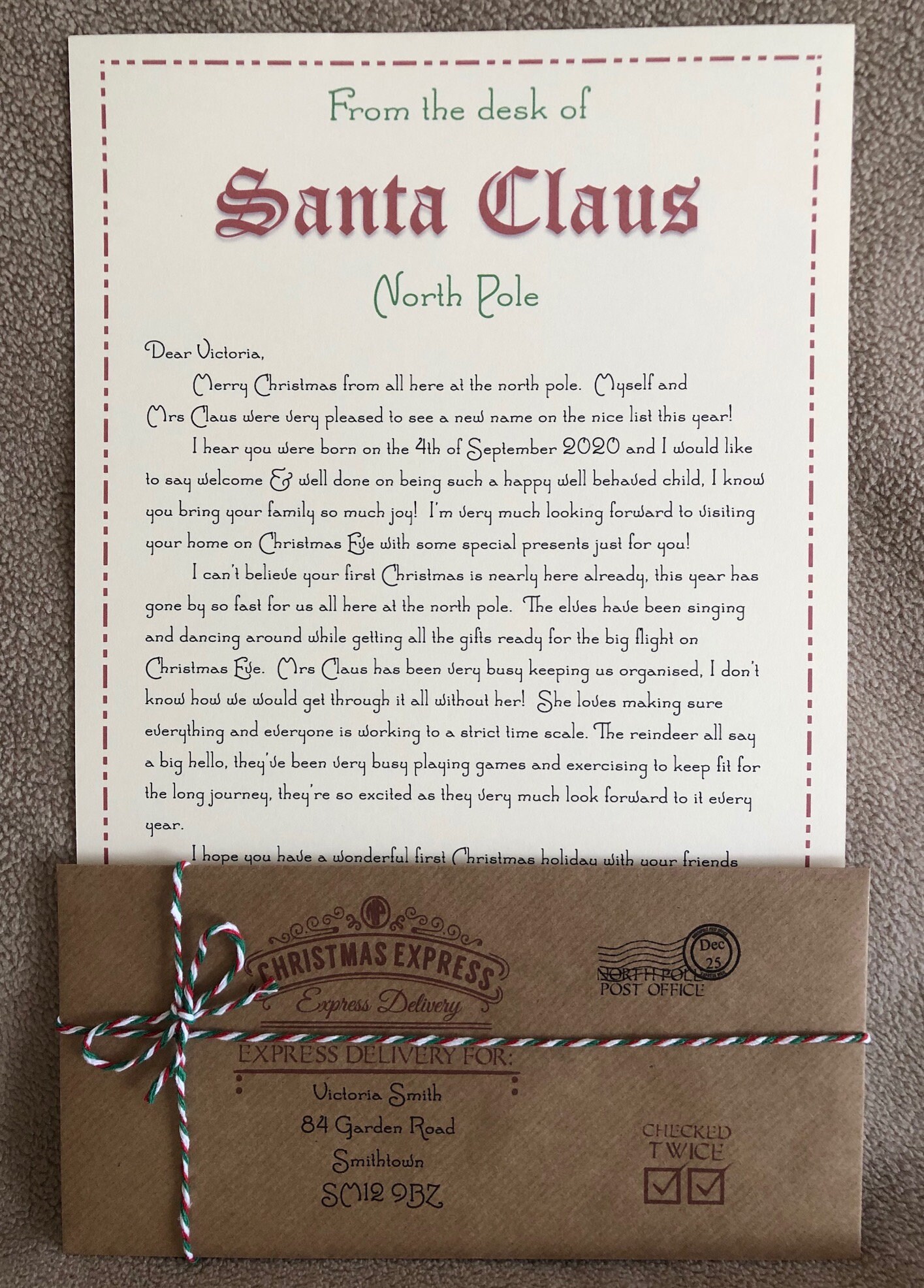Personalised Vintage Baby's First Christmas Letter From - Etsy