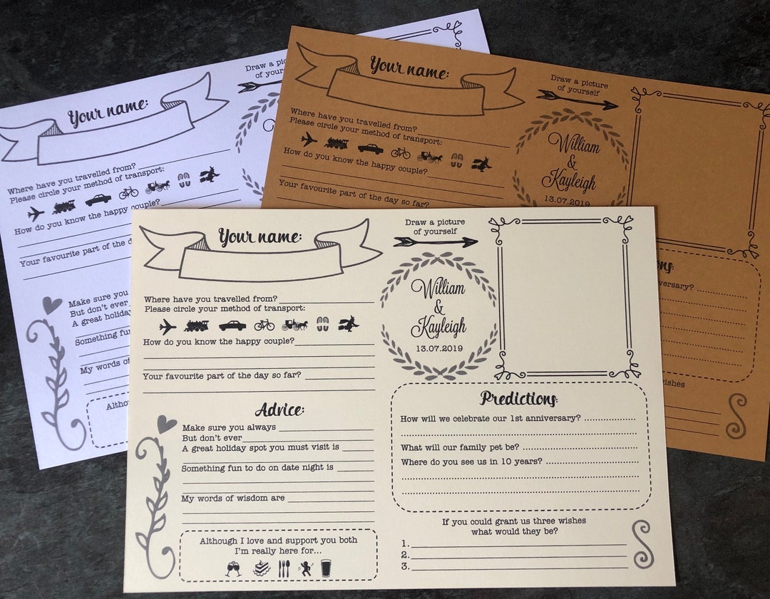 A5 Wedding Advice Cards Wisdom Bride Groom Wishes Guest Book Favour ...