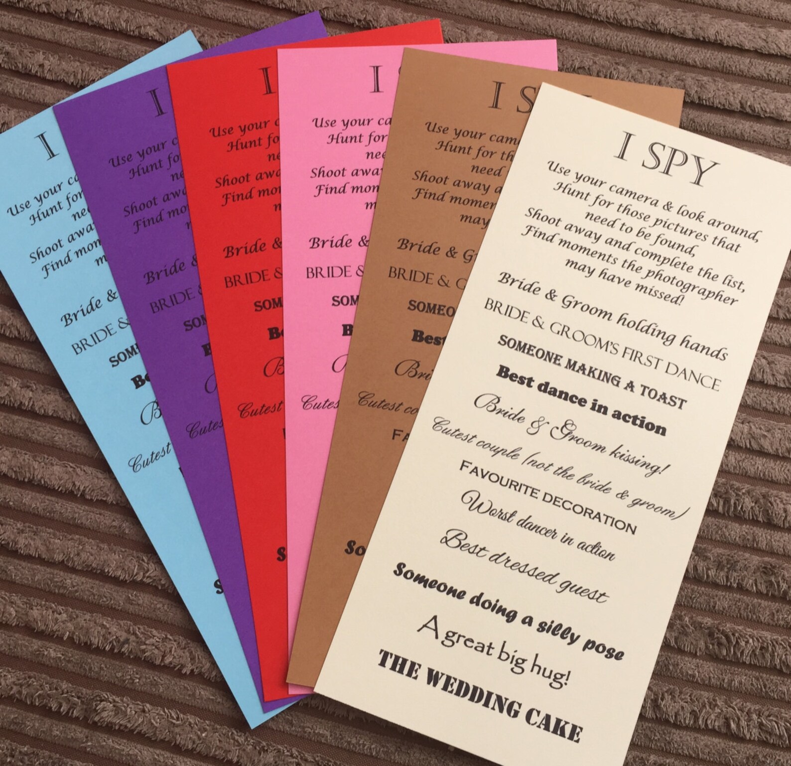 12 Wedding I SPY Game Cards Camera Fun Wedding Favours - Etsy