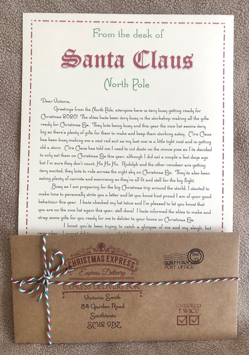 Personalised Vintage Letter From Santa Father Christmas & Nice - Etsy