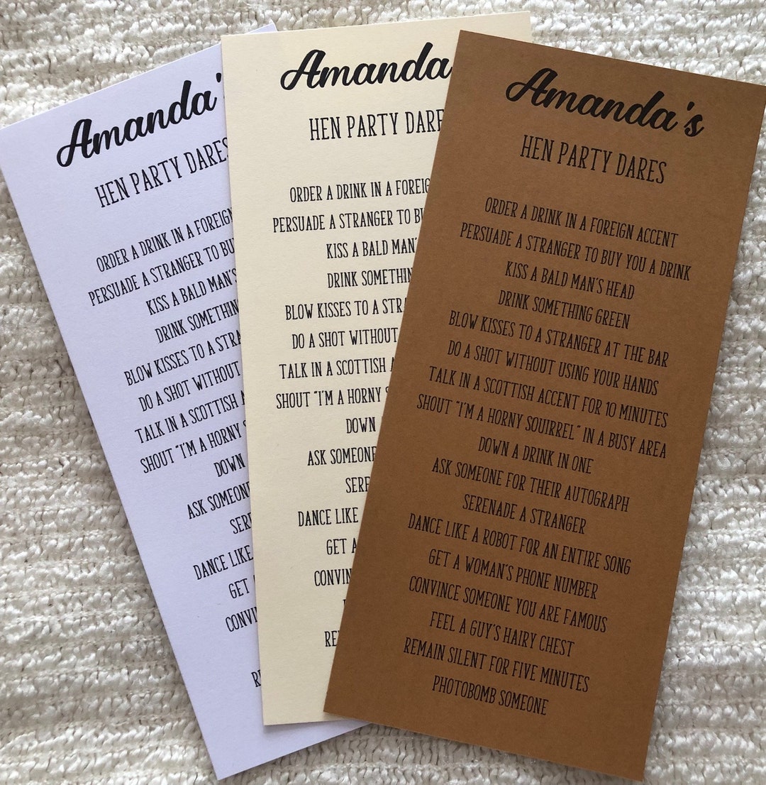 Personalised Hen Party Dare Cards Hen Night Game Activity Challenge - Etsy