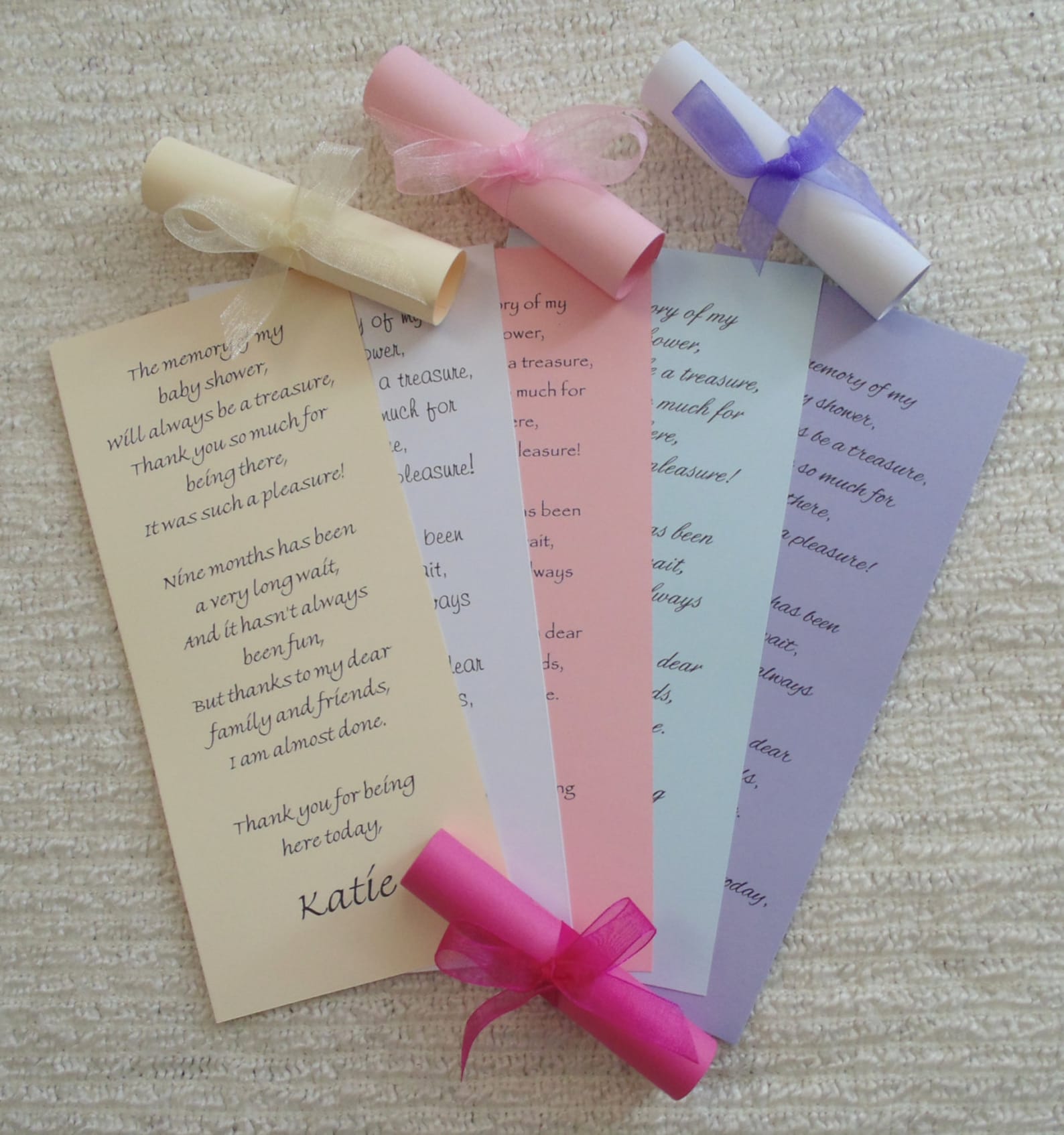 Baby Shower Thank You Scroll Cards Favour Personalised - Etsy UK