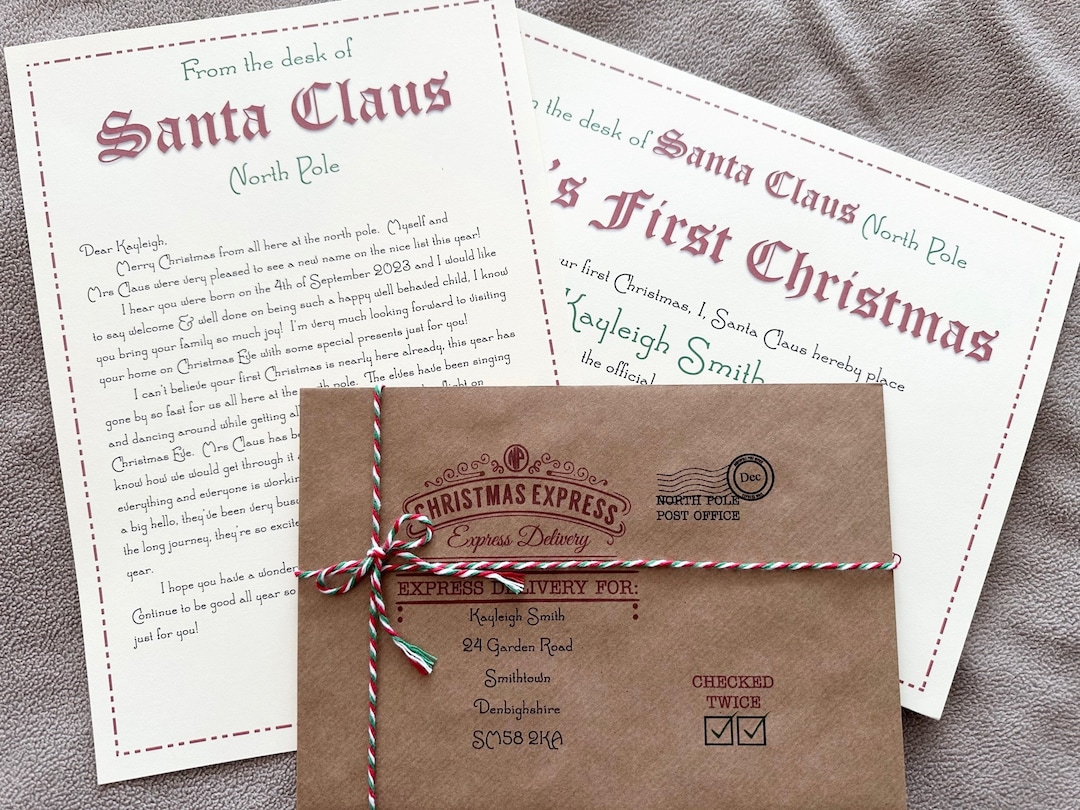 Personalised Vintage Baby's First Christmas Letter From Santa Father ...