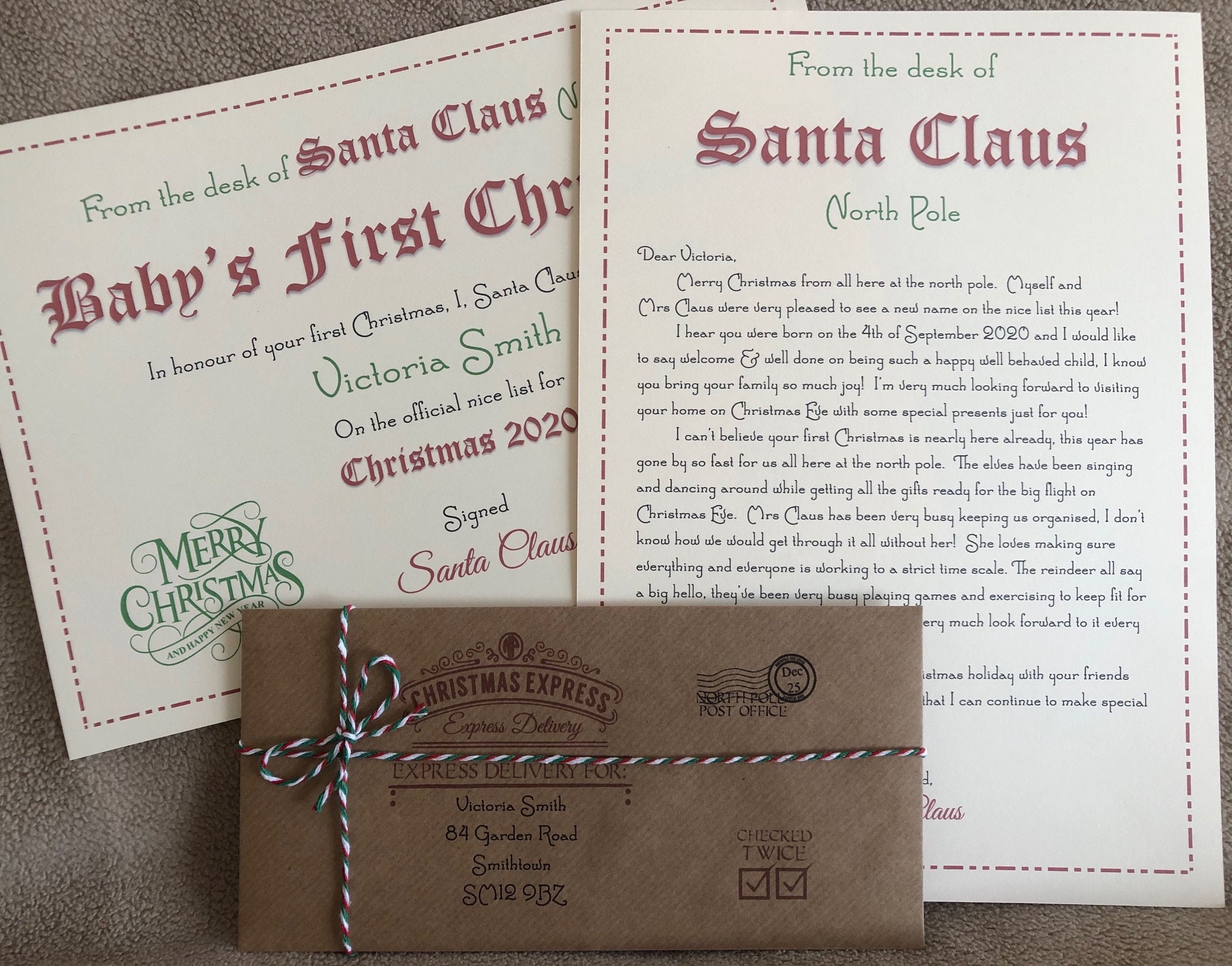 Personalised Vintage Baby's First Christmas Letter From - Etsy UK