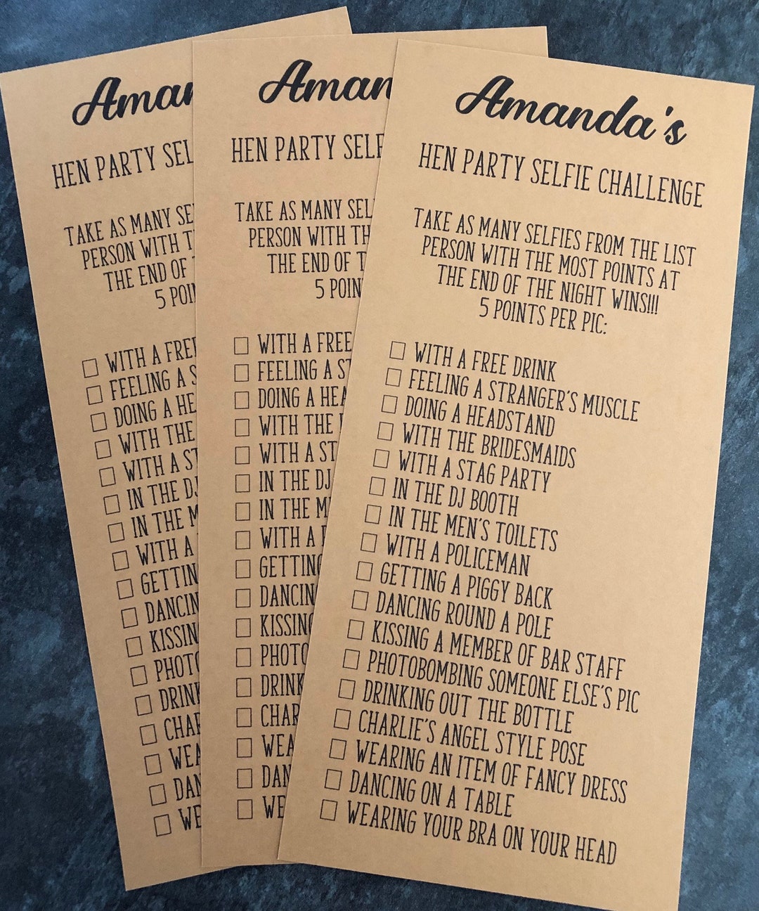 Personalised Hen Night Party Selfie Challenge Cards Game Activity Cards ...