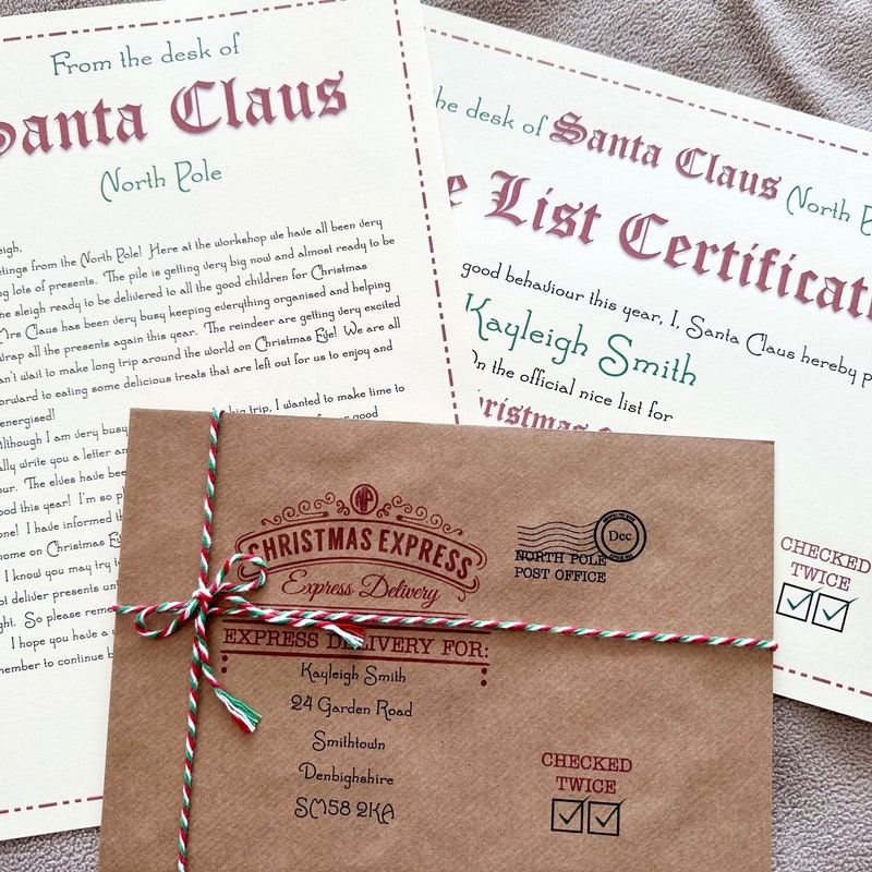 Personalised Santa Letter & Certificate - Etsy UK