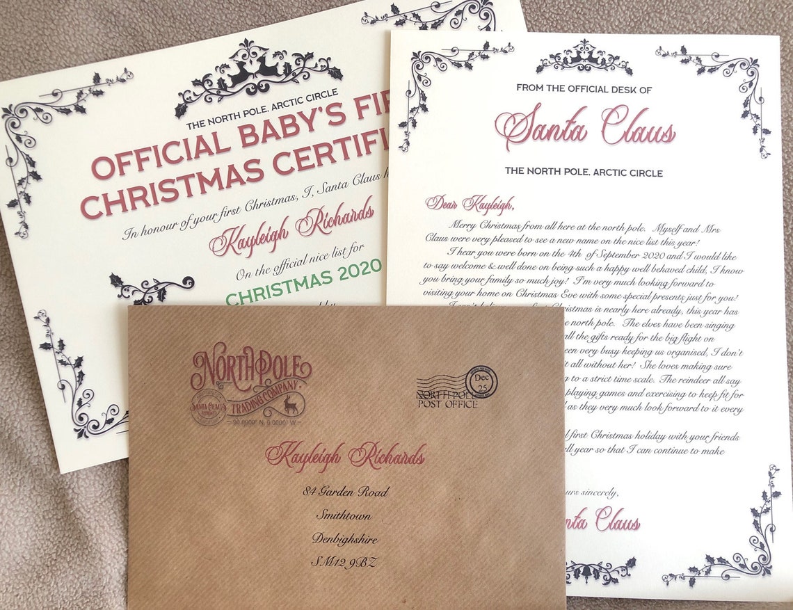Personalised Baby's First Christmas Letter From Santa - Etsy UK