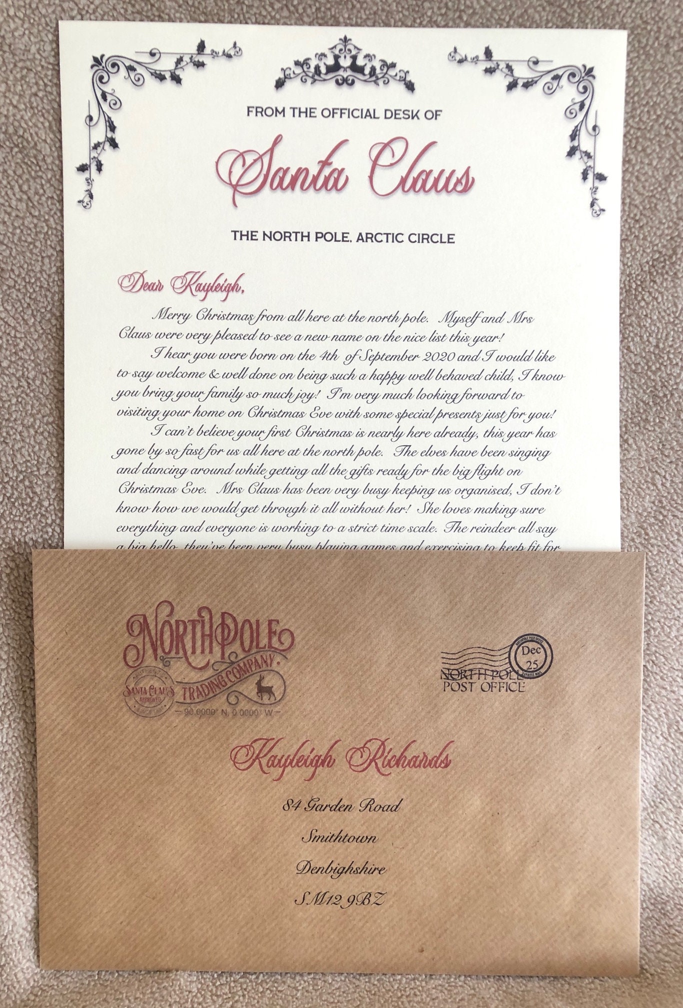 Personalised Baby's First Christmas Letter From Santa - Etsy UK