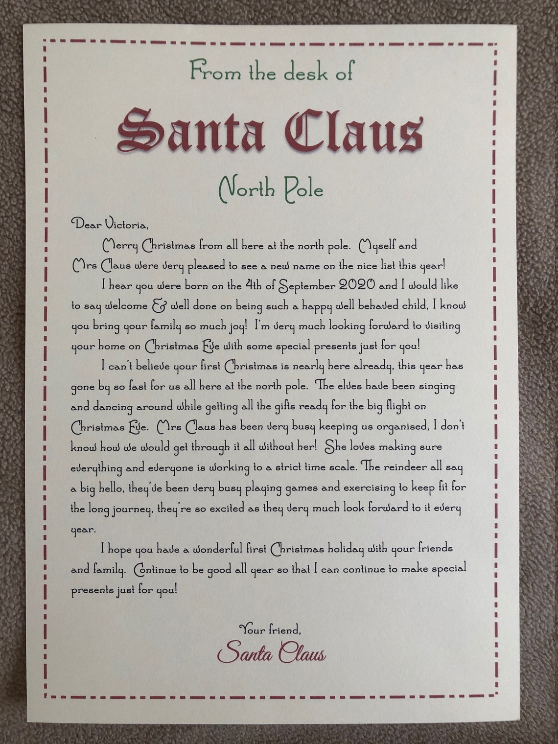 Personalised Vintage Baby's First Christmas Letter From | Etsy