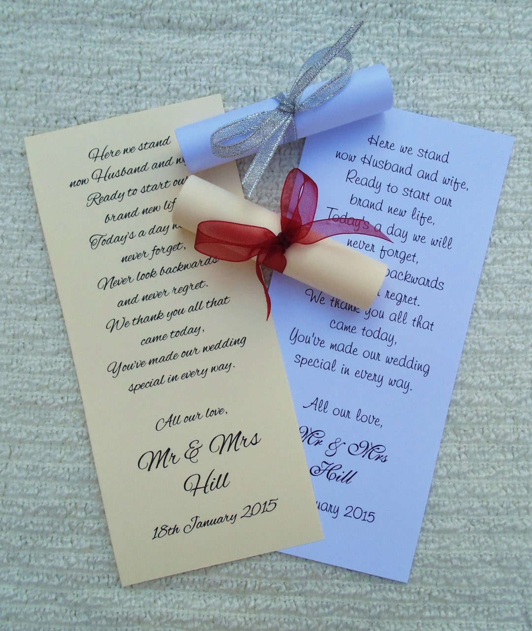 Wedding Thank You Card Scrolls - Personalised Favour Favor - Etsy