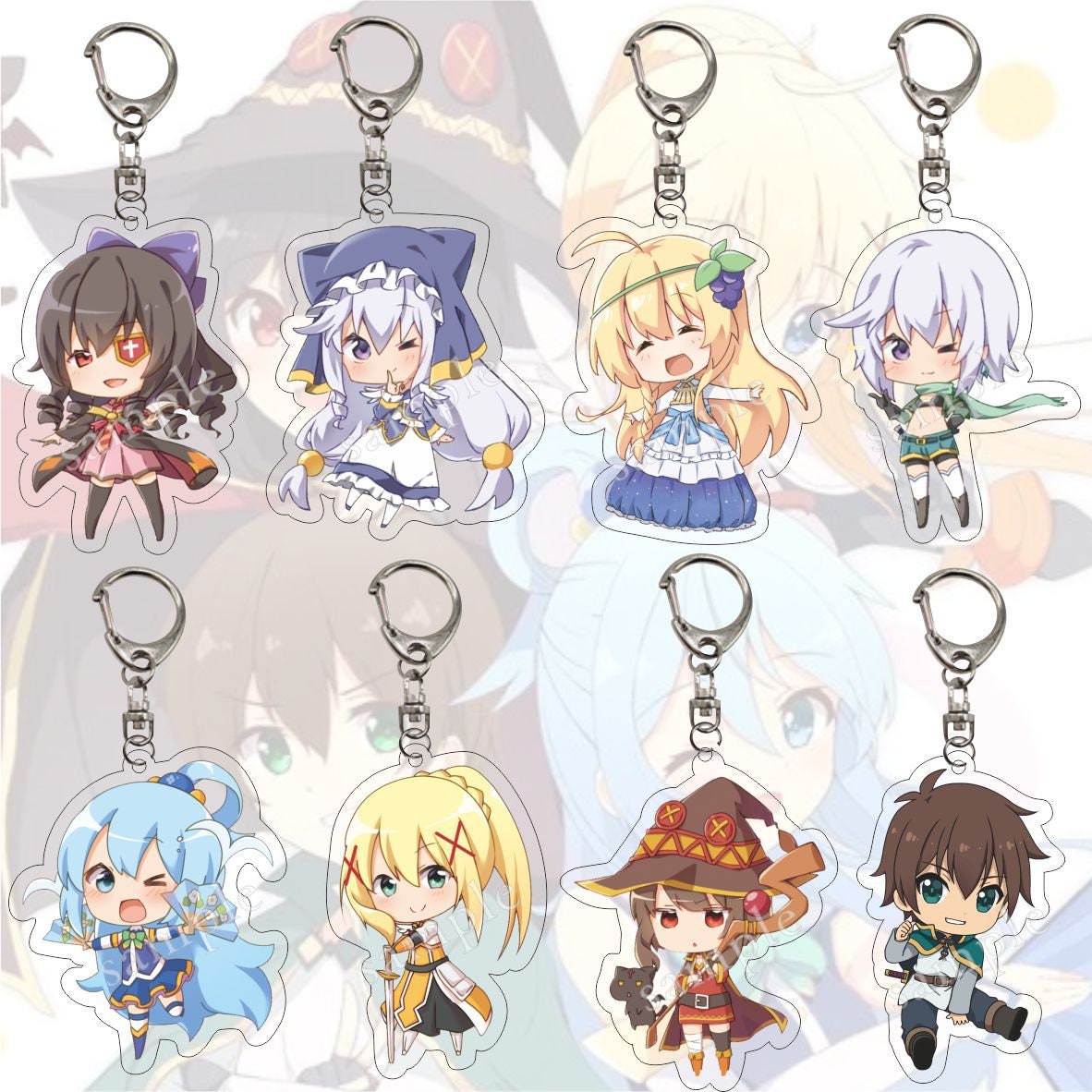 Set of 3 KonoSuba God's Blessing Anime Acrylic Keychain Megumin Aqua ...