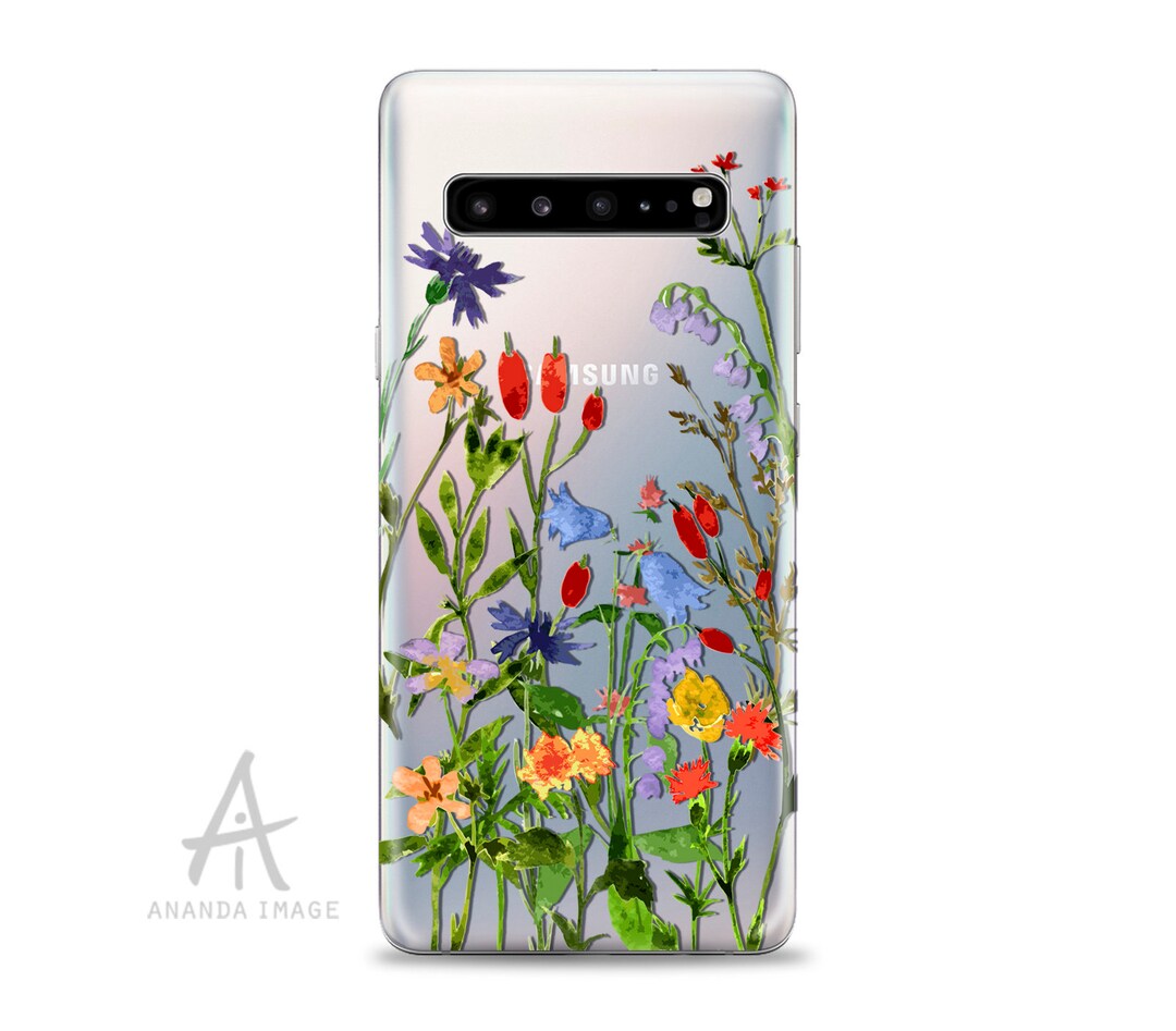 Wild Meadow Flowers and Plants Coque transparente avec motif pour ...