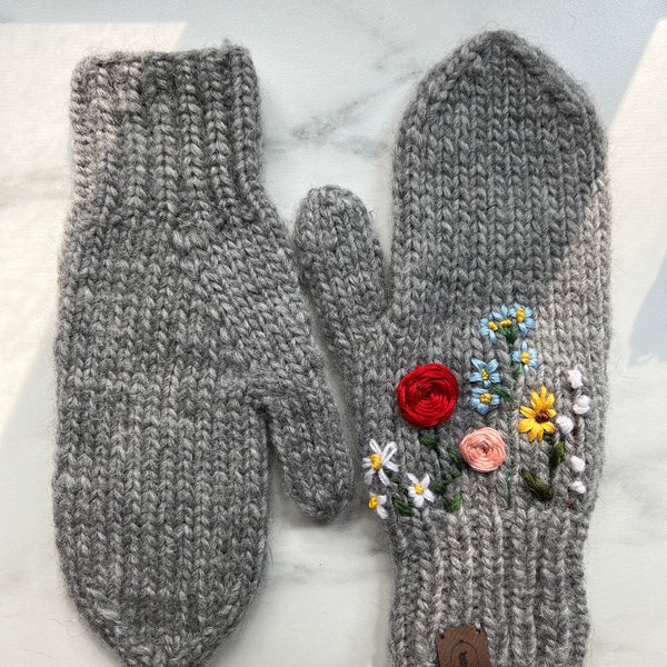 Embroidered Mittens - Etsy